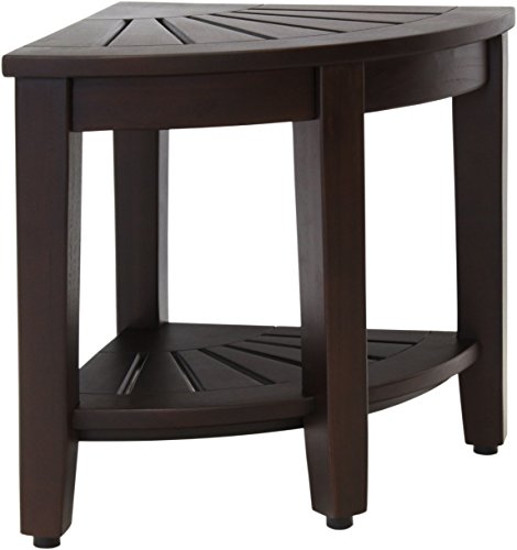 AquaTeak 15.5" Kai Corner Mocha Teak Shower Bench with Shelf