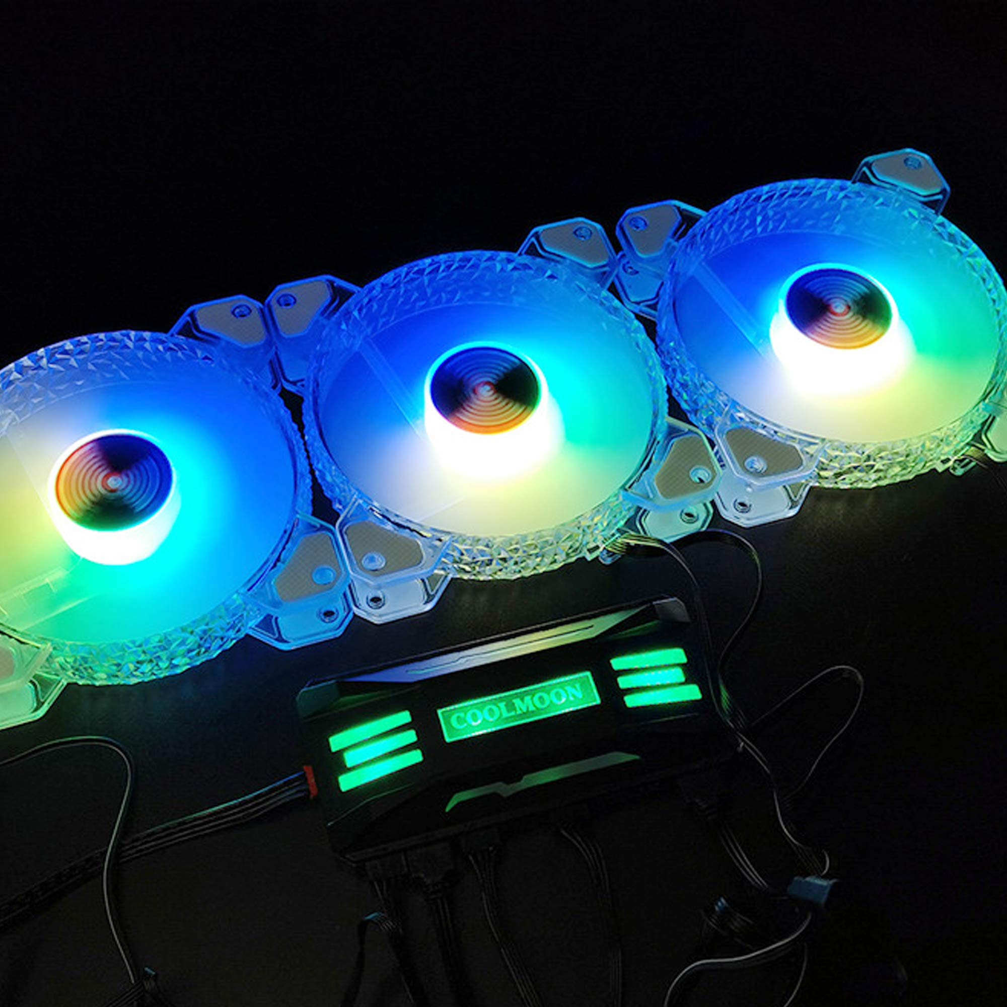 KLLsmDesign Pwm Fan Temperature Controller Integrator, Remote Control Computer RGB Light Adapter, 8 * 4 Pin Fan Speed Controller Ports, 10 * 5v 3pin A-RGB Ports with Magnet (Black)