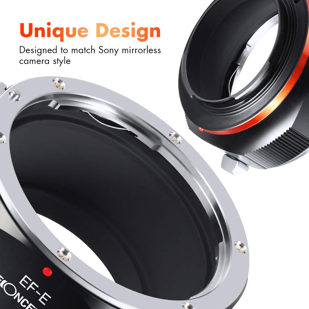 K&F Concept Lens Mount Adapter for Canon EF EF-S Lens to Sony Alpha E NEX Mount Mirrorless Cameras, Manual Focus Lens Adapter with Matting Varnish Design, Not Auto-Focus