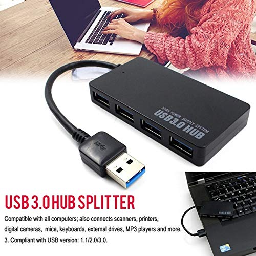 Lysee HDMI Cables - ABGN -USB 3.0 Hub 4 Port High Speed Slim Compact Expansion Splitter - (Color: Black, Length: Other)