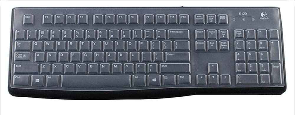 Ultra Thin Desktop PC Silicone Clear Keyboard Cover Skin Protector Compatible with Logitech K120 MK120 Keyboard (NOT Compatible for Other Desktop Keyboards) - Transparent