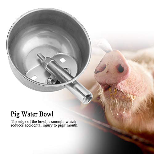 Automatic Pig Waterer, Stainless Steel Auto Waterer Trough Bowl with Nipple Pigs Livestock Drinking System Farm Animals Dispenser Piglet Sow Hog Cow Dog Horse Cattle Goat Sheep