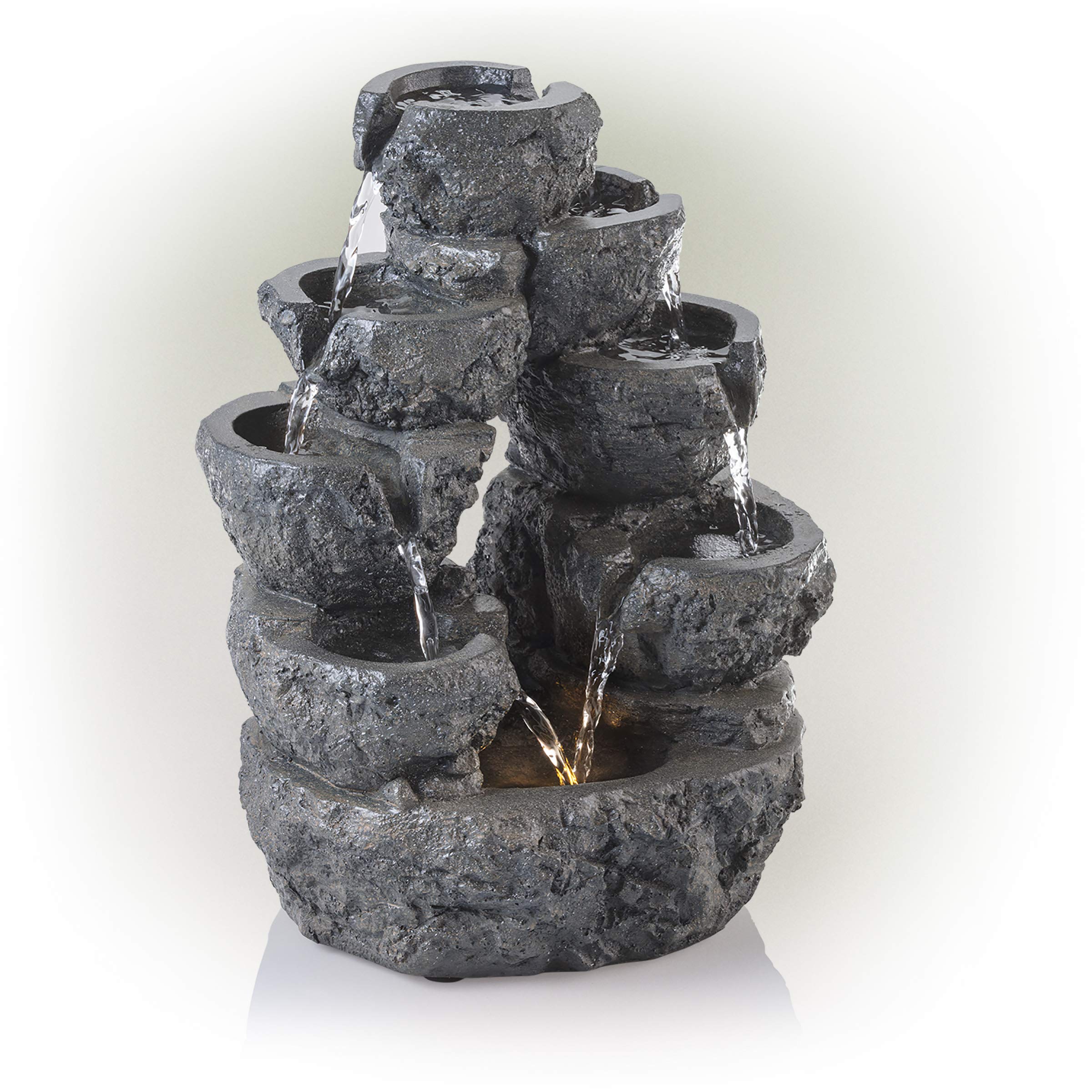Alpine Corporation WIN1140 Cascading Fountain, 10" L x 7" W x 14" H, Gray