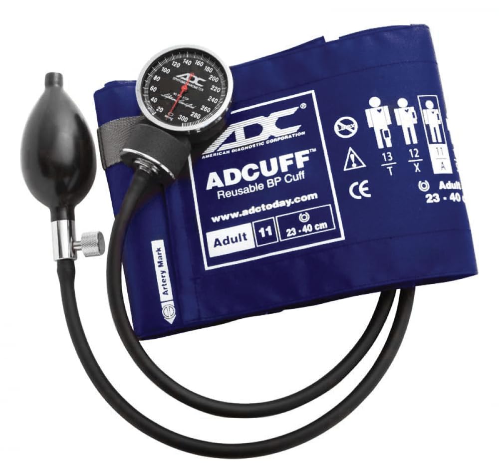 ADC 720RB Diagnostix Model 720 Premium Professional Pocket Aneroid Sphygmomanometer with Adcuff Nylon Blood Pressure Cuff, Adult, Royal Blue