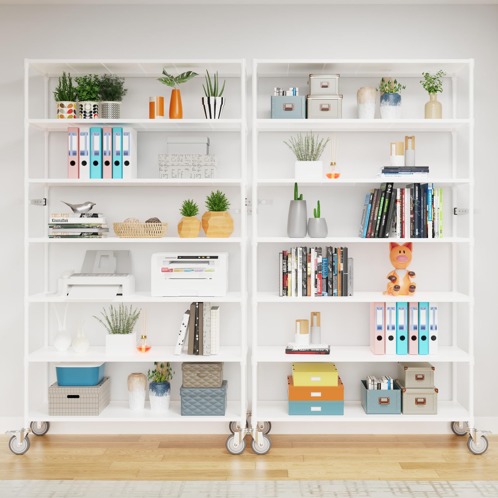 7 Tier 2800lbs Capacity NSF Metal Panel Shelf Shelving Unit - Heavy Duty Adjustable Storage Rack with 5in Wheels/Leveling Feet - Ideal for Office, Kitchen and More 17.72"D x 47.25"W x 84.25"H - White
