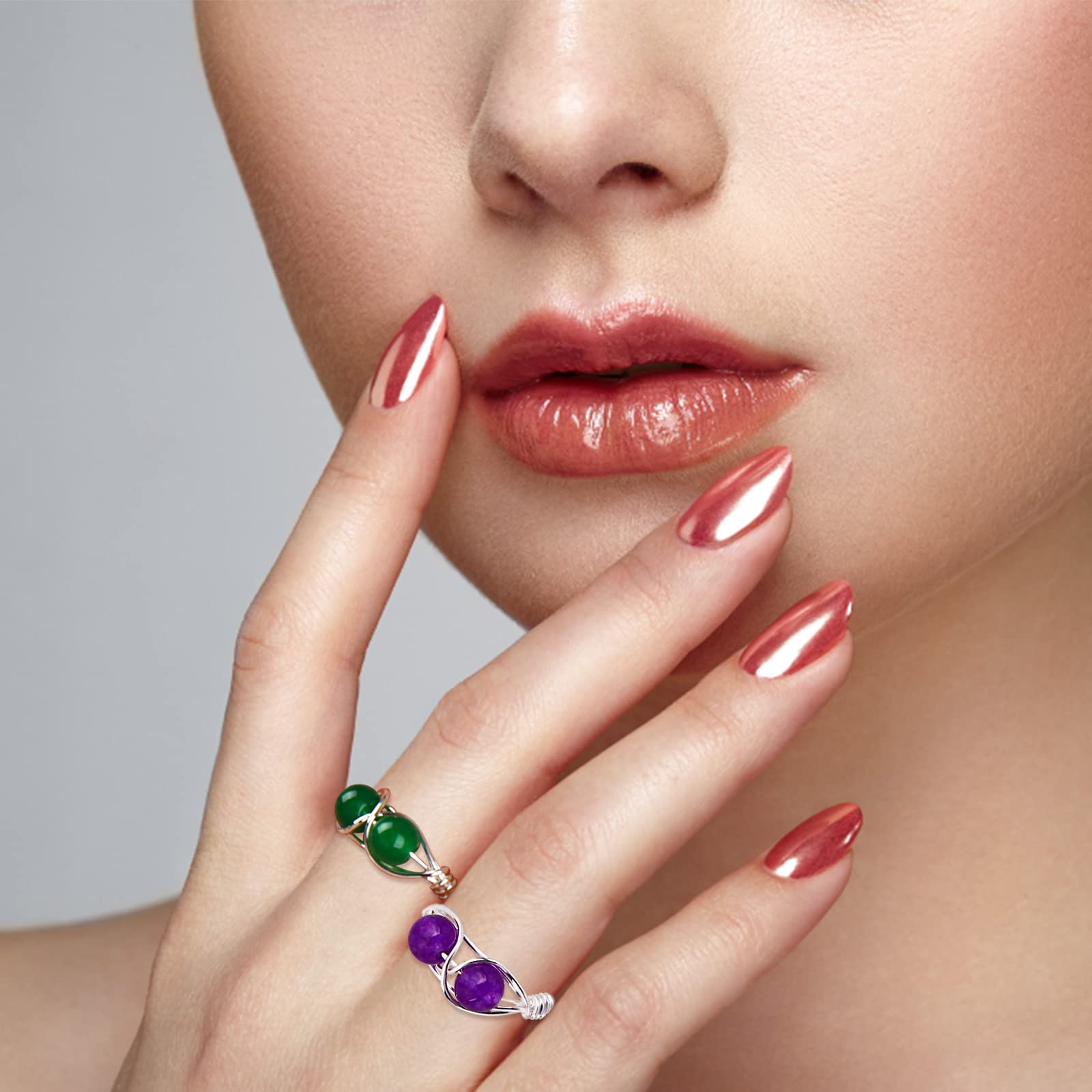 4 Pieces Carnelian Crystal Ring Healing Crystal Silver Rings Women Wire Wrapped Ring with Stones for Women Men Statement Stacking Band Ring Jewelry
