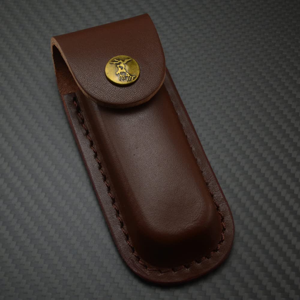 5 inches Real Leather Knife Sheath Folding Pocket Knife Pouch Holster for 5" Folding Tool 4 3/4" Multl-Tool Accessory