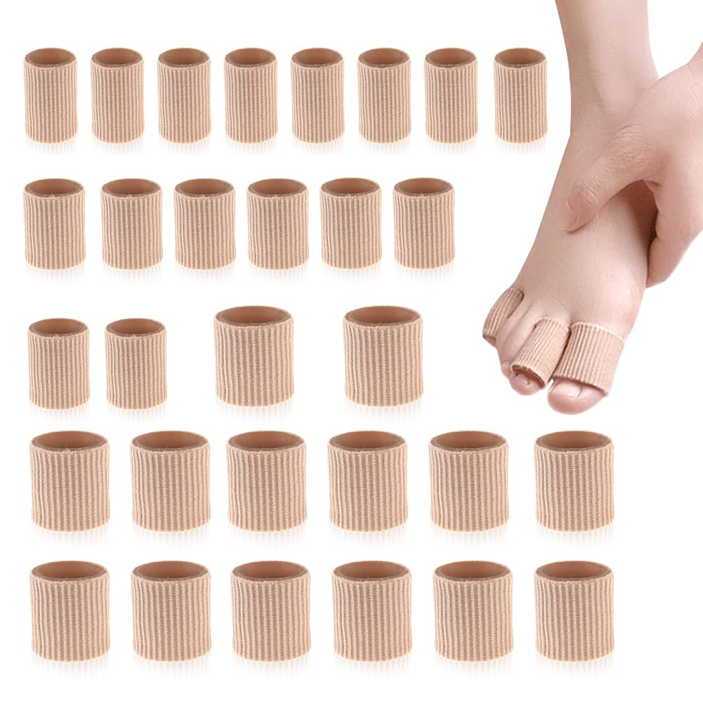 30PCS Toe Tubes Sleeves Protectors Toe Spacers Toe Separators Toe Cushion Soft Gel Lining Corn Pad Toes Separators for Bunions, Corns, Blisters, Calluses, Hammer Toe