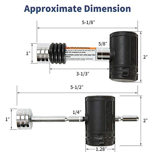METOWARE Trailer Hitch Lock& Coupler Lock Kit, Swivel Head Hitch Receiver Pin Lock, 5/8" Dia Pin Lock and 1/4β Dia 1" to 3" Adjustable Span Trailer Lock