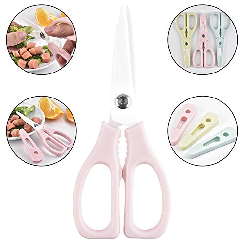 Ceramic Scissors,Healthy Baby Food Scissors with Cover Portable Shears (Blue)