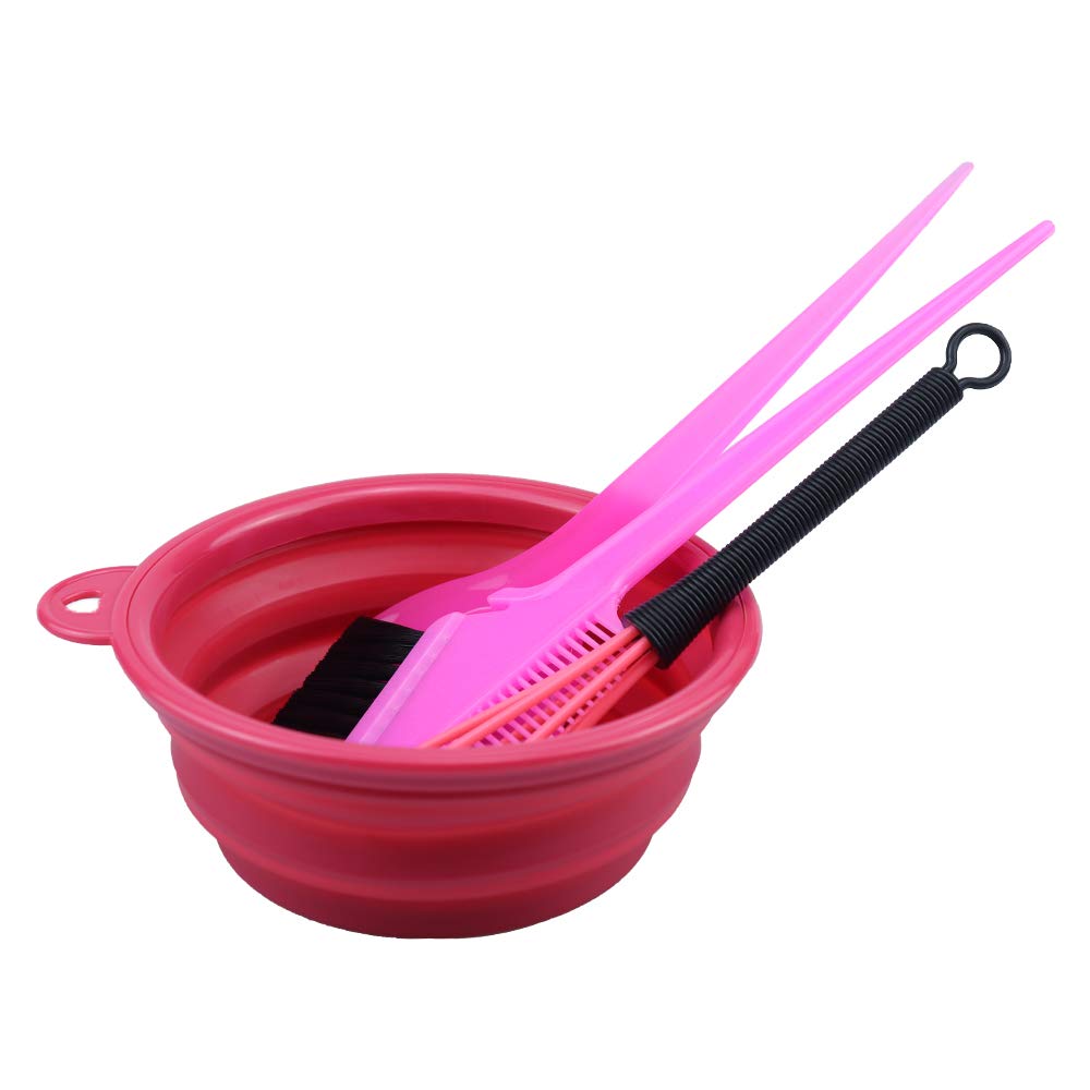 KOENWEENI 4PCS Hair Dye Kit Includes Hair Tinting Bowl Dyeing Brushes Sharp Tail Comb Mixer for DIY Hair Coloring Beauty Salon Tools Set