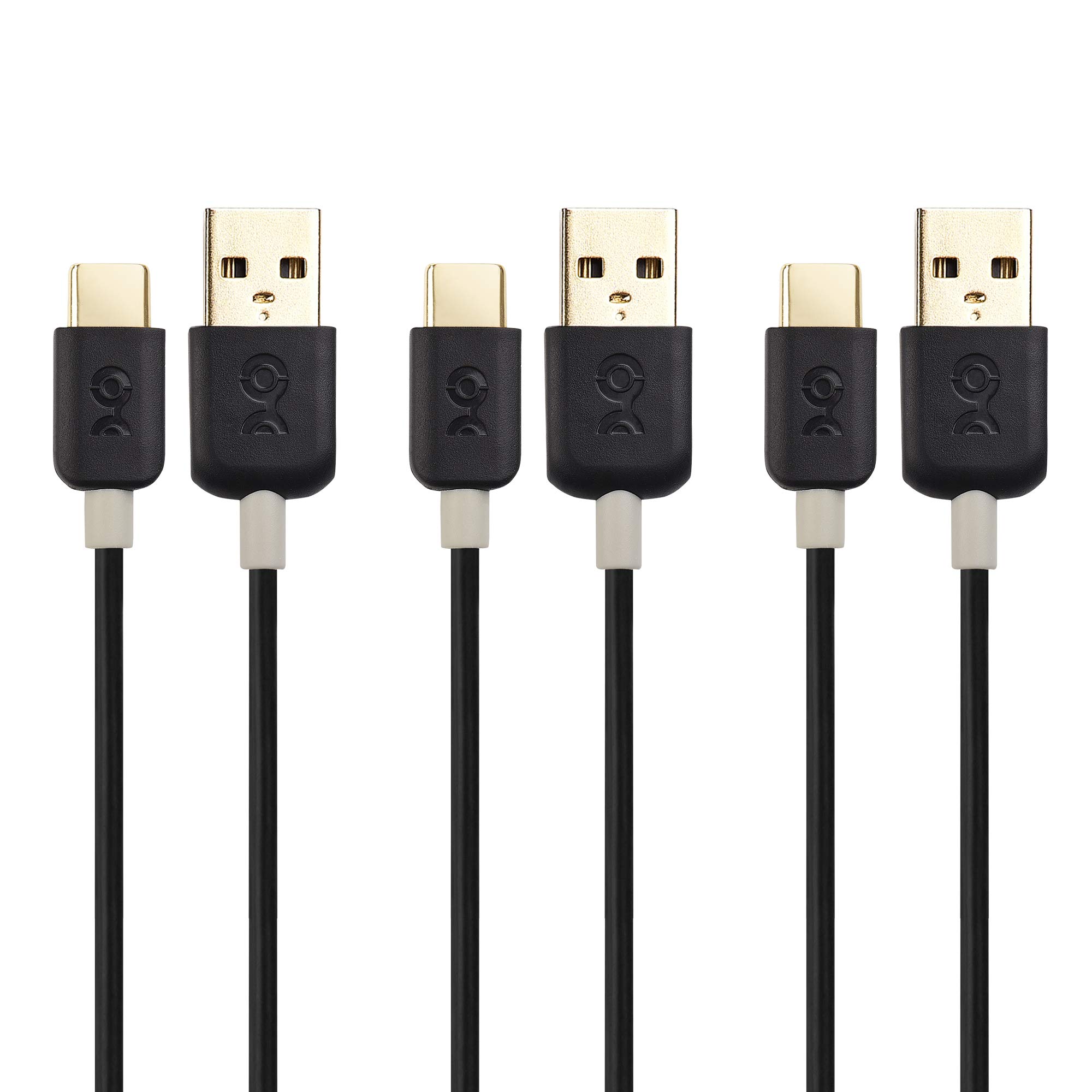 Cable Matters 3-Pack USB to USB C Charging Cable 3.3 ft with 3A Fast Charging in Black for iPhone 16/15, Samsung Galaxy S23 Ultra, S23, S22, Note 20, LG G8, Google Pixel 7a, iPad Pro, Nintendo Switch