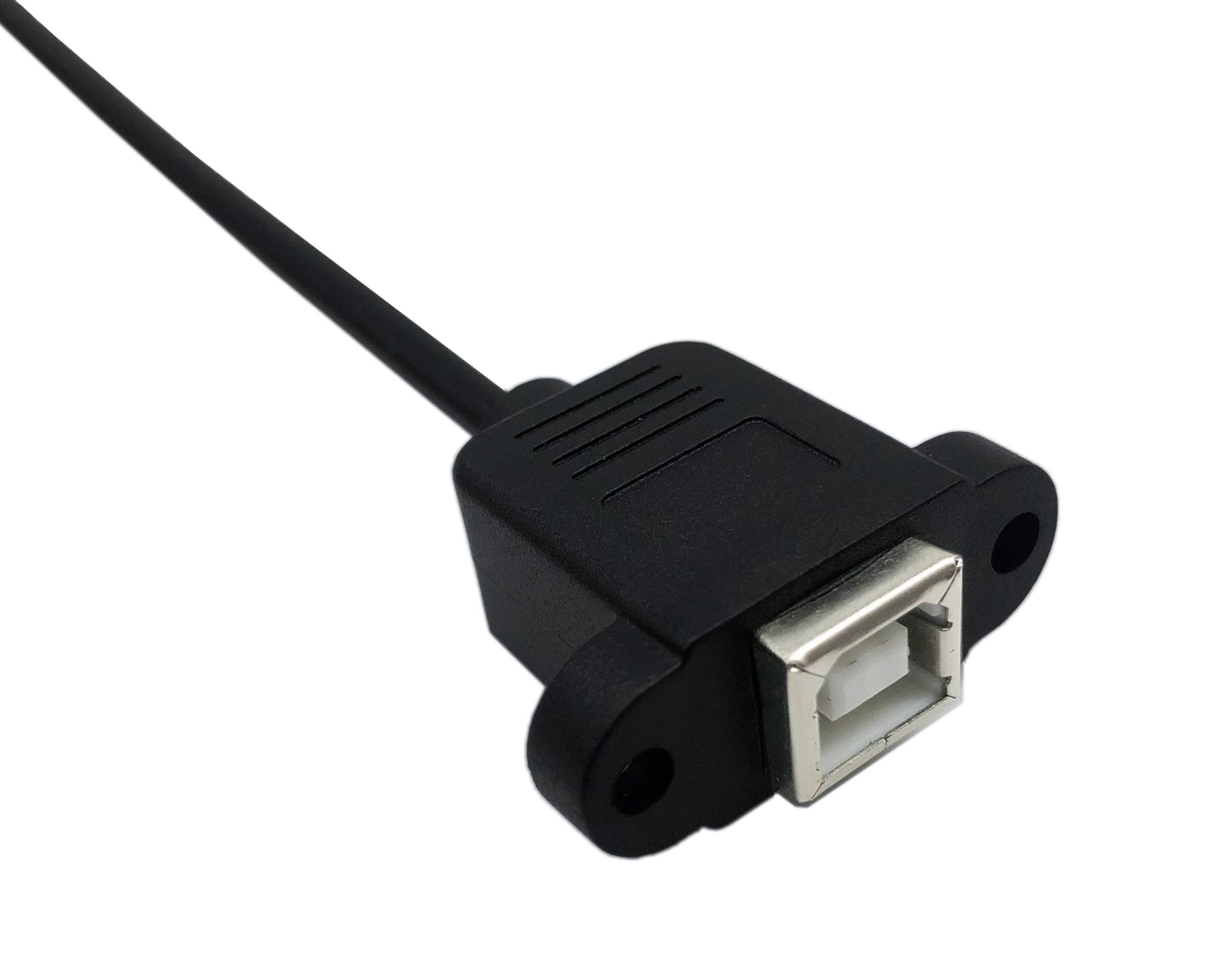 CERRXIAN 50cm Micro USB 5pin Male to USB Type B 2.0 Female Extension Panel Mount Data and Charge Cable with Screws Holes