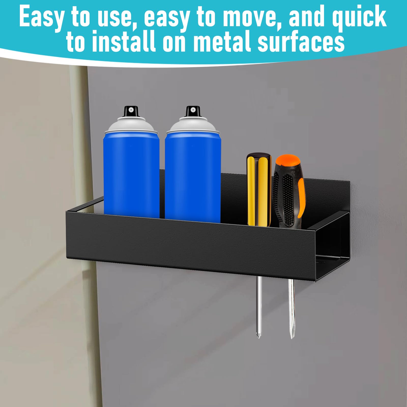 4 Pcs Magnetic Aerosol Spray Can Holder, Magnet Toolbox Bottle Holder, Wall Mounted Spray Bottle Rack, Mechanic Paint Bottle Can Organizer, Tool Box Storage Rack for Garage Home Workspace(Black)