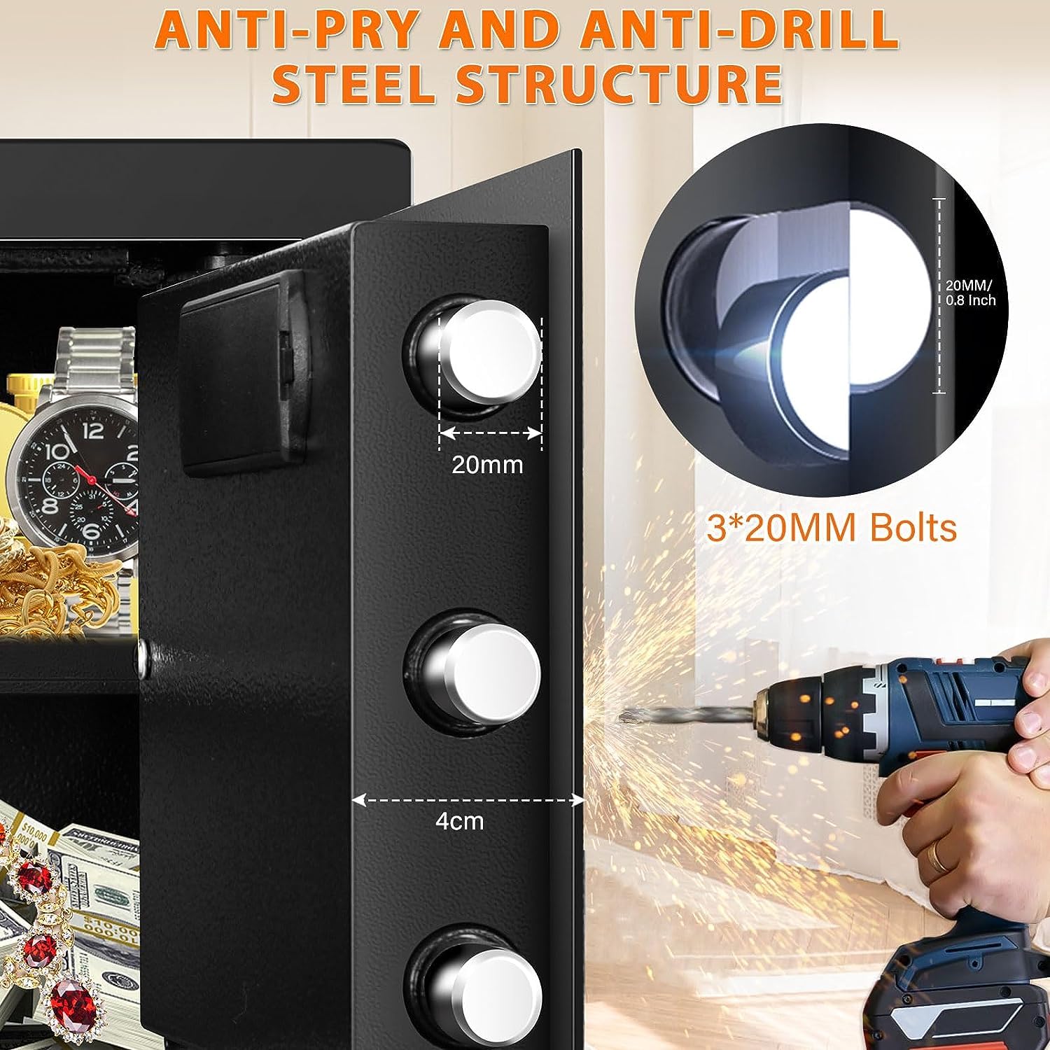 2.5 Cu ft Large Home Safe Fireproof Waterproof, Fireproof Safe with Fireproof Waterproof Document Bag, Combination Lock and Removable Shelf, Fire Safe Box for Home Important Documents Valuables
