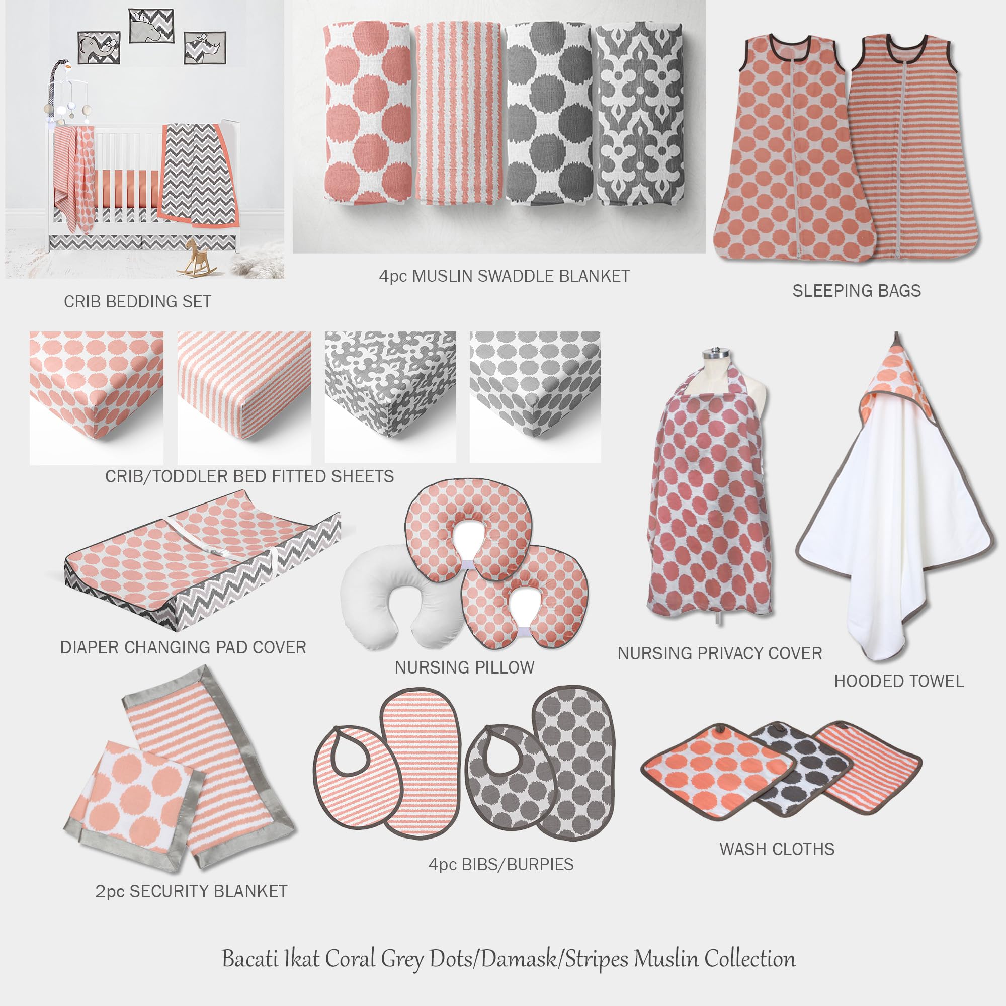 Bacati - 2 Pack Solid Girls 100% Cotton Percale Universal Baby US Standard Crib or Toddler Bed Fitted Sheets (Coral)