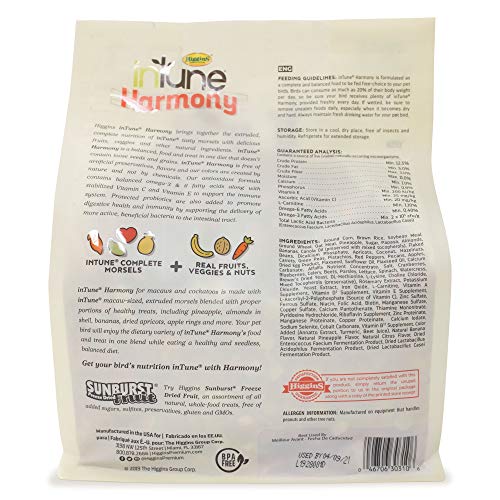 Intune Higgins Harmony Macaw and Cockatoo Food 3Lb, Multicolor (038217)