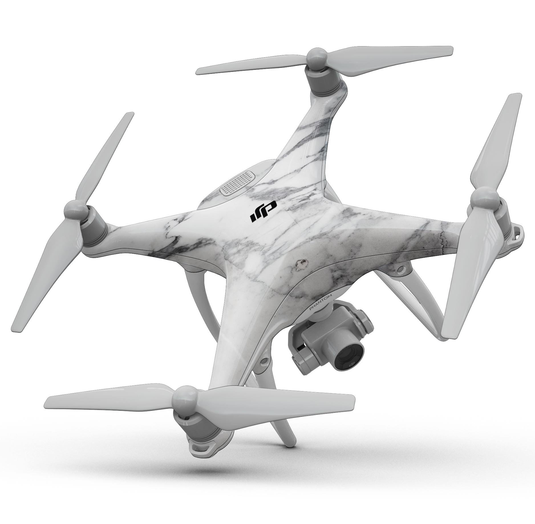 Design Skinz Design Skinz White & Grey Marble Surface V3 Full-Body Wrap Decal Skin-Kit Compatible with The Drone DJI Phantom 3/Phantom 3 Pro