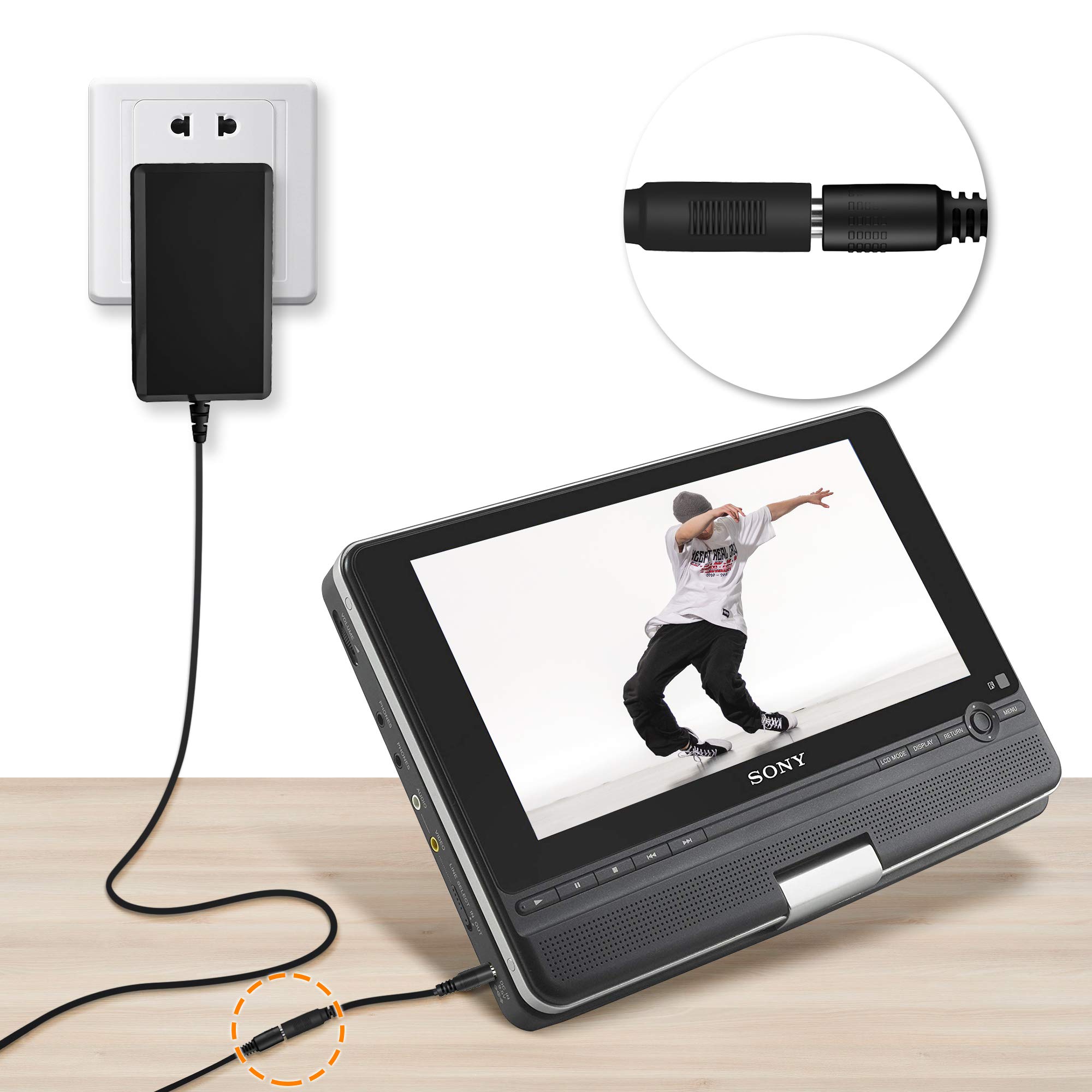PwrON 12V 2A AC to DC Adapter Compatible with Sony Portable DVD Player AC-FX150 DVP-FX720 DVP-FX730 DVP-FX810 DVP-FX810/L DVP-FX820 DVP-FX970 DVP-FX930 DVP-FX950 DVP-FX955 Power Supply