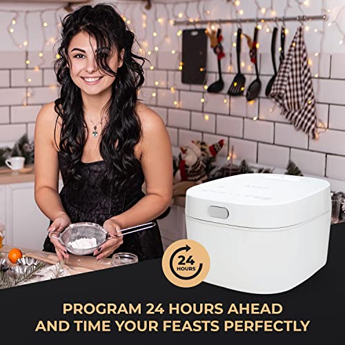 Buffalo White IH SMART COOKER, Rice Cooker and Warmer, 1 L, 5 cups of rice, Non-Coating inner pot, Efficient, Multiple function, Induction Heating (5 cups)