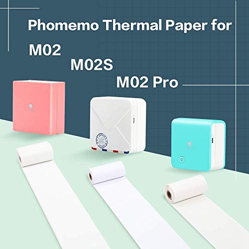 Phomemo M02S Mini Thermal Printer- Bluetooth Thermal Photo Printer with 3 Rolls Transparent Sticker Paper, Compatible with iOS + Android for Plan Journal, Study Notes, Art Creation, Work, Gift