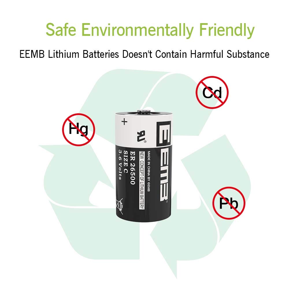 EEMB 4Pack ER26500 C Size 3.6V Lithium Battery High Capacity Li-SOCL₂ Non-Rechargeable Battery LS26500 SB-C01 TL-2200 for Automobile tire Pressure Monitor,Smart Card,Electricity Meter,Wireless Tools