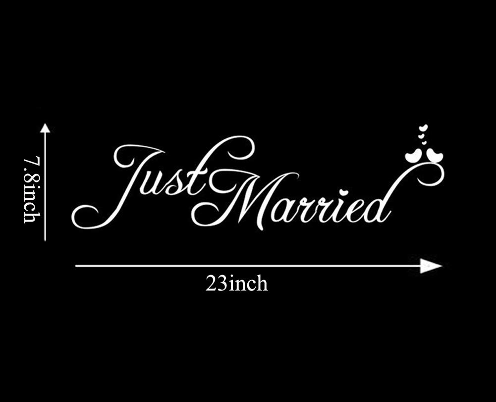 ADECNS Just Married Car Decals Just Married Vinyl Window Sticker Church Wedding Anniversary Decorations White