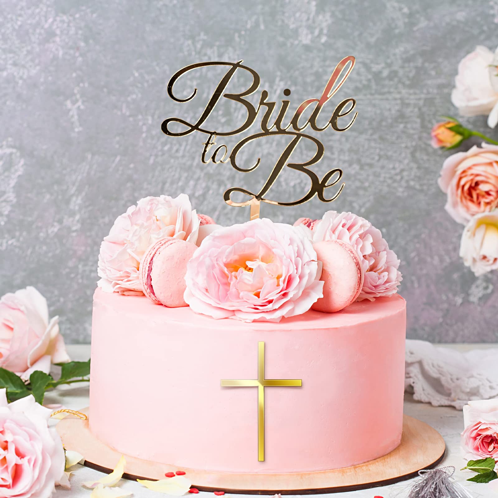 16 Pieces Baptism Cake Toppers Crossing Cupcake Toppers Gold Mirror Acrylic Cake Topper Baptism Decor Christian Decorations (Elegant Style)