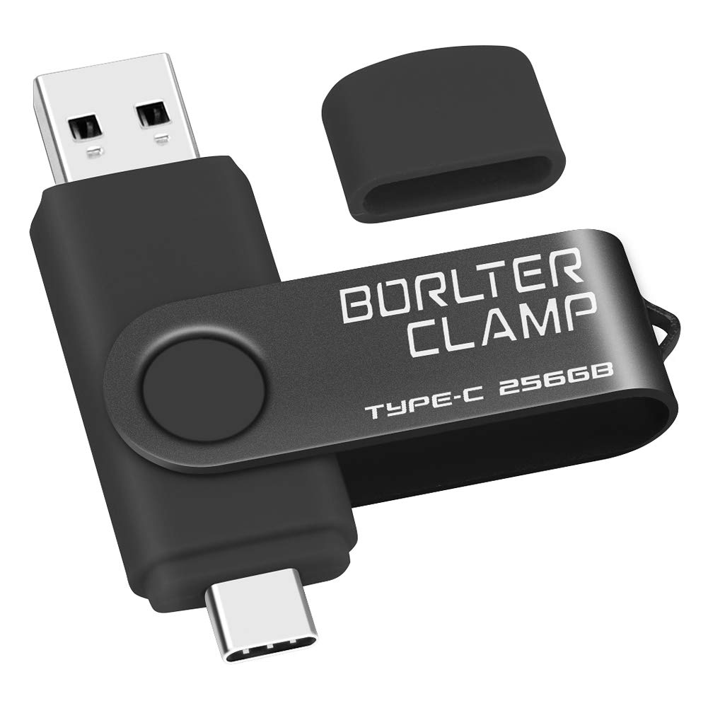 256GB USB Type-C Flash Drive, BorlterClamp USB C 3.0 Jump Drive Memory Stick Dual Port for Android Smartphones Samsung Galaxy S10/S9/S8/Note 9, LG, Huawei, Tablets & Computer (Black)