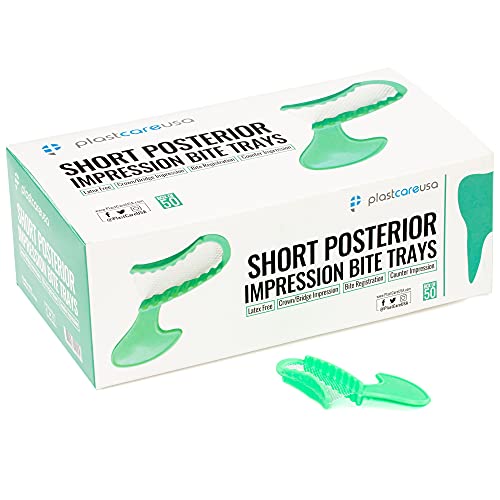Disposable Dental Bite Registration Trays (Short Posterior), Green Impression Trays (Box of 50)