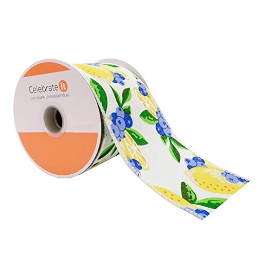 2.5" Faux Cotton Wired Lemon & Berry Ribbon by Celebrate It Just Peachy