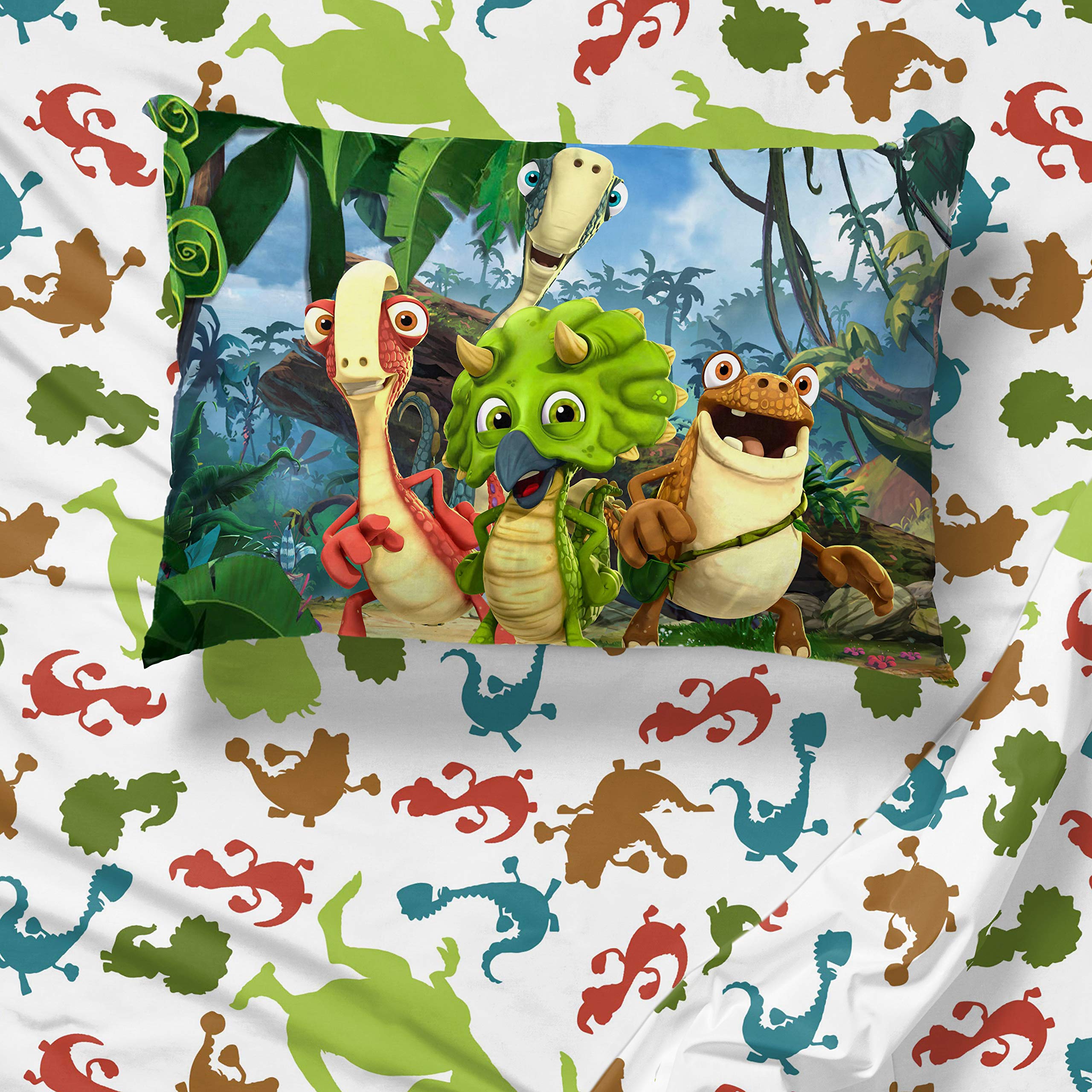 Jay Franco Gigantosaurus 4 Piece Toddler Bed Set – Bed Set Includes Toddler Size Comforter & Sheet Set - Bedding Features Dinosaur Rocky, Bill, Tiny, & Mazu (Official Gigantosaurus Product)