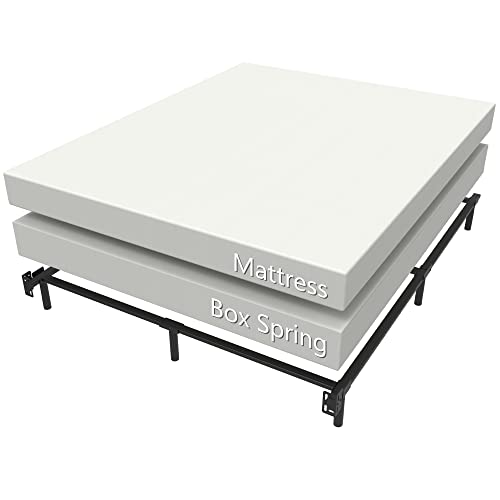 EMODA 7 Inch California King Bed Frames Base for Box Spring and Mattress, 9 Legs Heavy Duty Metal Bedframe Tool-Free and Easy Assembly, Black