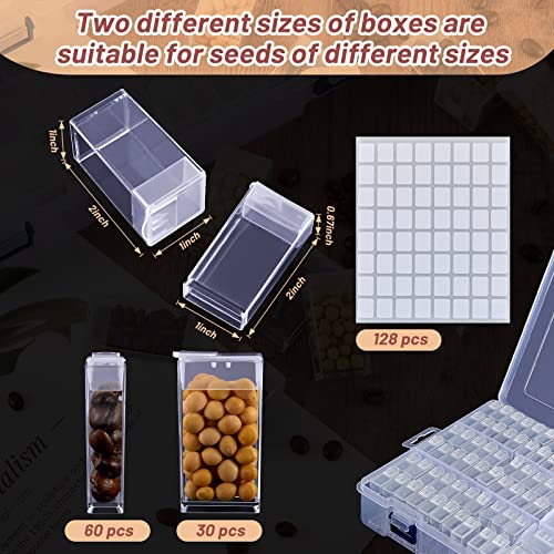90 Slots Plastic Seed Storage Box Clear Seed Storage Organizer with Label Stickers Planting Seed Container with Lid Garden Seed Organizer with Stickers for Flower Plants Vegetable Seeds (1)