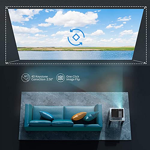 Mini Portable WiFi Projector Support 1080P Home Theater,Wireless Outdoor Movie Projector with Bluetooth,Indoor Smart Android Projector Built in Apps/Speaker/HDMI/USB for Laptop Phone TV Stick