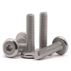 M6 x 10mm (50 PCS) Flat Round Head Socket Cap Screw, 304 Stainless Steel, Bright Finish, Full Thread, Connection Bolts, Furniture Screws 3D Printer Screws