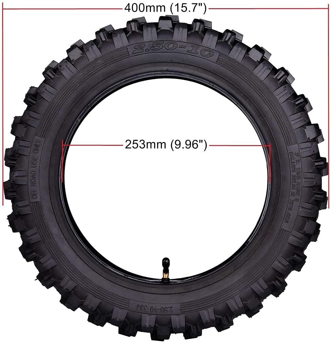 2.50x10 Tires 4 PR 33L& 2.5-10 Inner Tubes Replace 10 in Rim Off Road Motorcycle Dirt Bike PW50