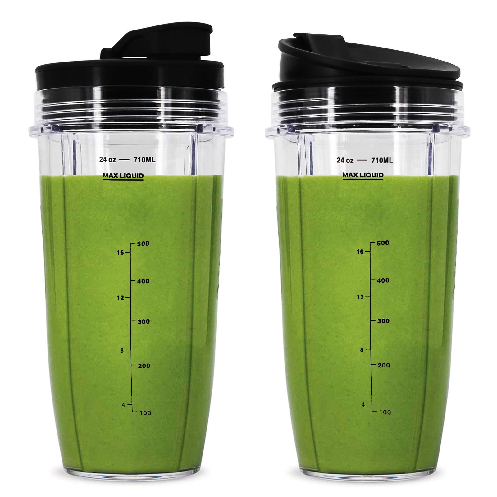 24 oz Cups, Compatible with BL480, BL490, BL640, BL680 for Nutri Ninja Auto IQ Series Blenders (Pack of 2)
