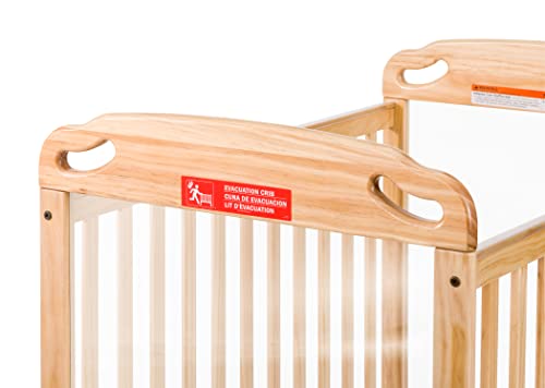 Child Craft Safe Haven Daycare Evacuation Compact Crib with Casters, Natural
