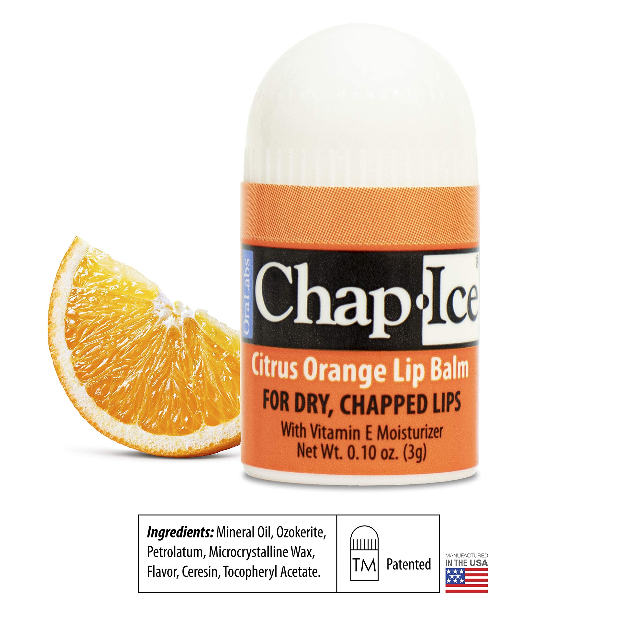 Chap-Ice® | 12-Count Assorted Mini Lip Balm Pack & 1 Lip Balm Keychain with Swivel Clip | Made in USA | 4 Flavors - Cherry, Citrus Orange, Kiwi Lime, & Beeswax (0.10oz/3g Each)