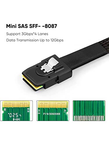 CableCreation 2 Pack Short Internal Mini SAS SFF-8087 to Right Angle SFF-8087 Cord, Internal Mini SAS to Mini SAS Cable, Compatible with RAID or PCI Express Controller, 2.5FT /0.75M…