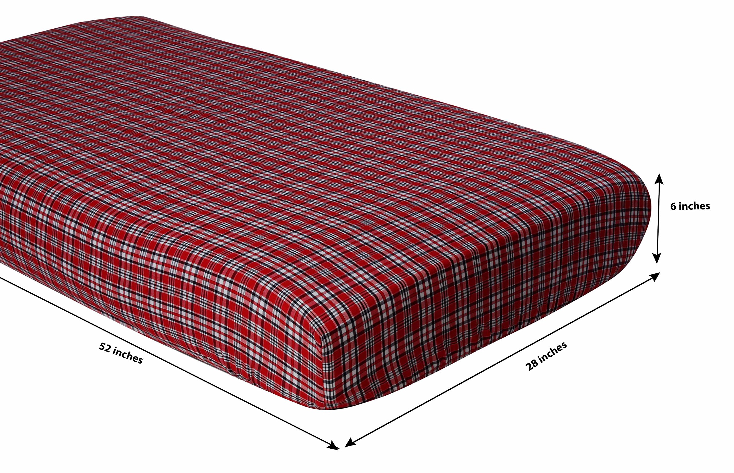 Bacati - Boys Red Plaids/Stripes Crib Sheet