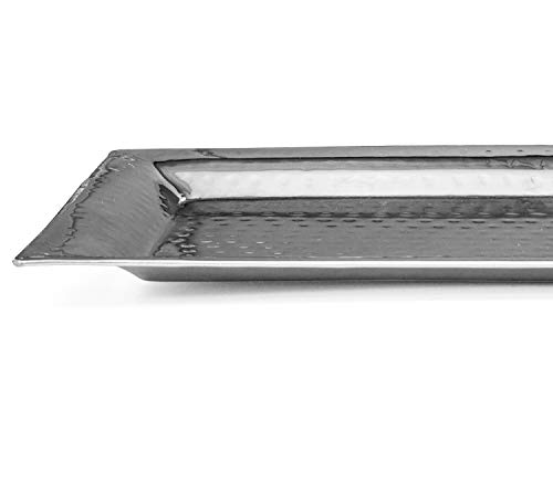 Colleta Home Silver Hammered Trays - Silver Serving Trays and Platters - Appetizer Tray - Chrome Platters (2 Pack Rectangle Platters)