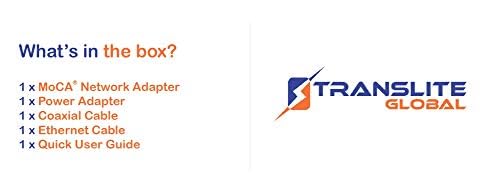 Translite Global MoCA 2.5 with 2 Ethernet Ports - Ethernet Over Coaxial Adapter | 1 x 2.5 Gbps Ethernet Port + 1 x 1 Gbps Ethernet Port | Model: TL-MC85