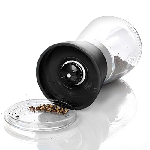 BlueSnail Manual Grips Glass Salt Pepper Grinder Seasoning Bottle (5.1", Black)