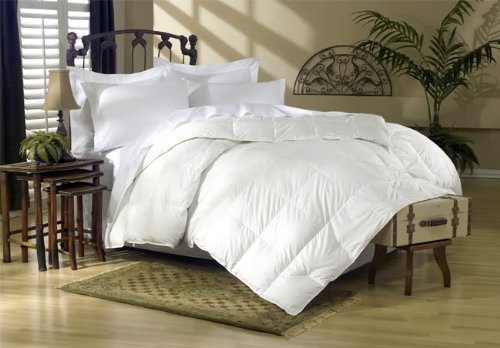 4 Piece Luxurious 1000 Thread Count Cal King Size Siberian Goose Down Comforter Set 100% Egyptian Cotton, Blue Stripe Color, 1000 TC - 750FP - 50Oz.
