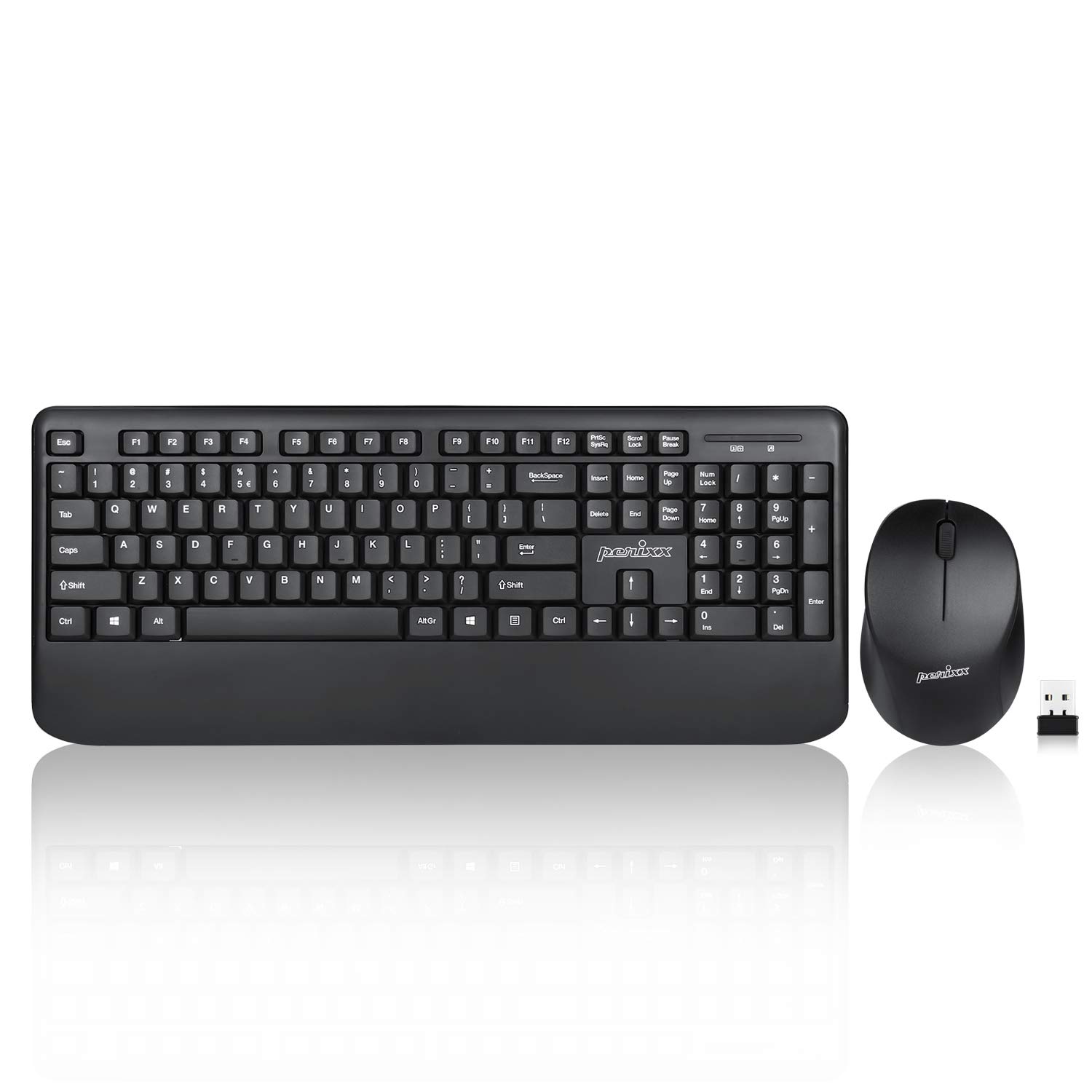 Perixx PERIDUO-714, Wireless Standard Keyboard and Mouse Combo Set, Black (11668)