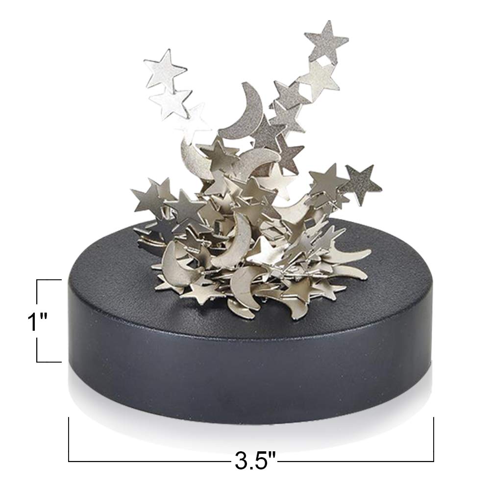 ArtCreativity Magnetic Moons & Stars Sculpture (Set of 2) Fun Office Desk Accessories, Stress-Relief Magnet Fidget Toys for Adults, Stocking Stuffers and Educational Development Toys for Kids