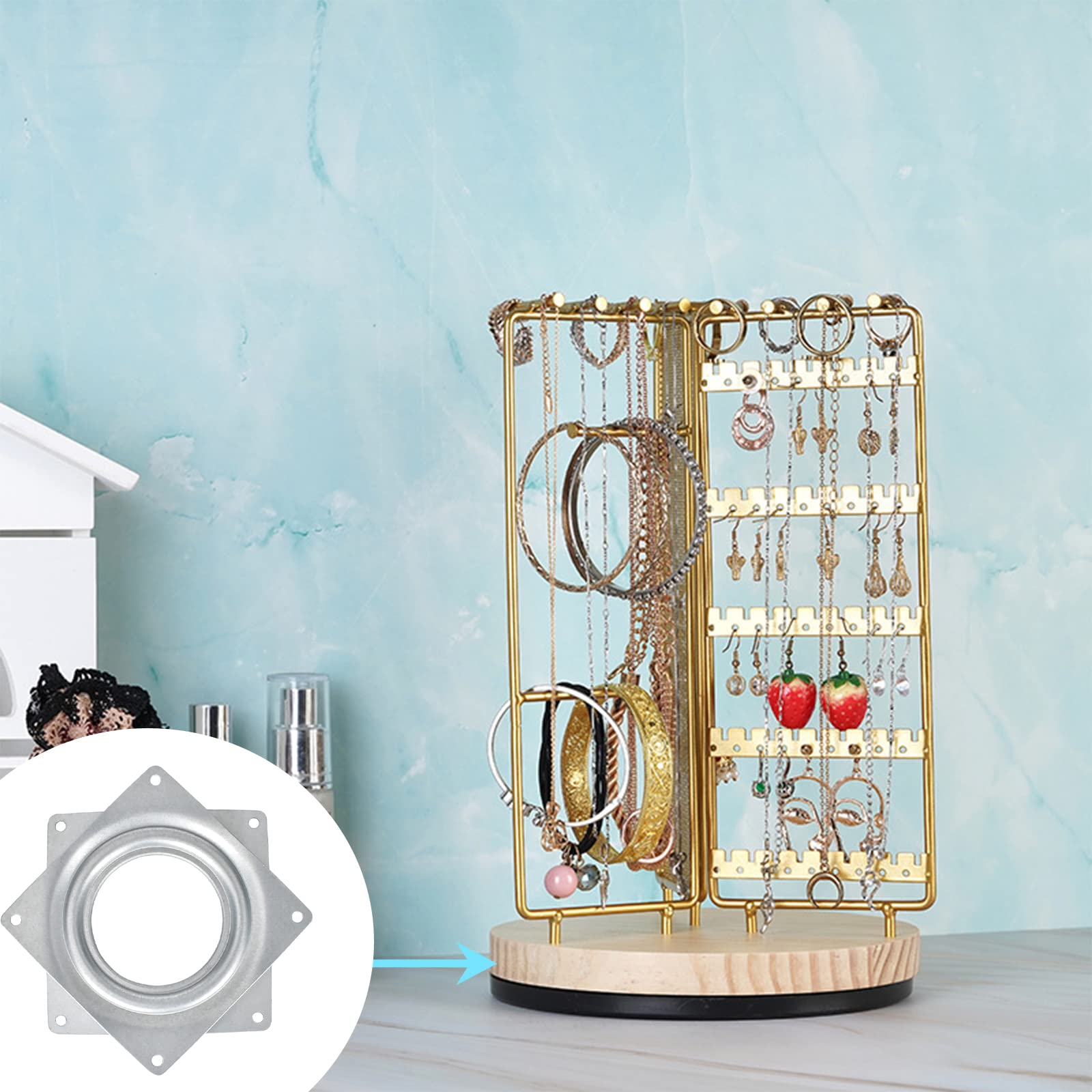 2 Pcs Lazy Susan Base 4" Heavy Duty Ball Bearing Rotating Tray 360 Degree Lazy Susan Hardware for Swivel Plate, Corner Cabinet, Revolving Shelve