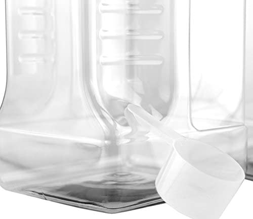 Cornucopia Square Gallon Size Clear Plastic Canisters (2-Pack); 4-Quart Jar Grip Containers w/ Plastic Scoops; BPA-Free